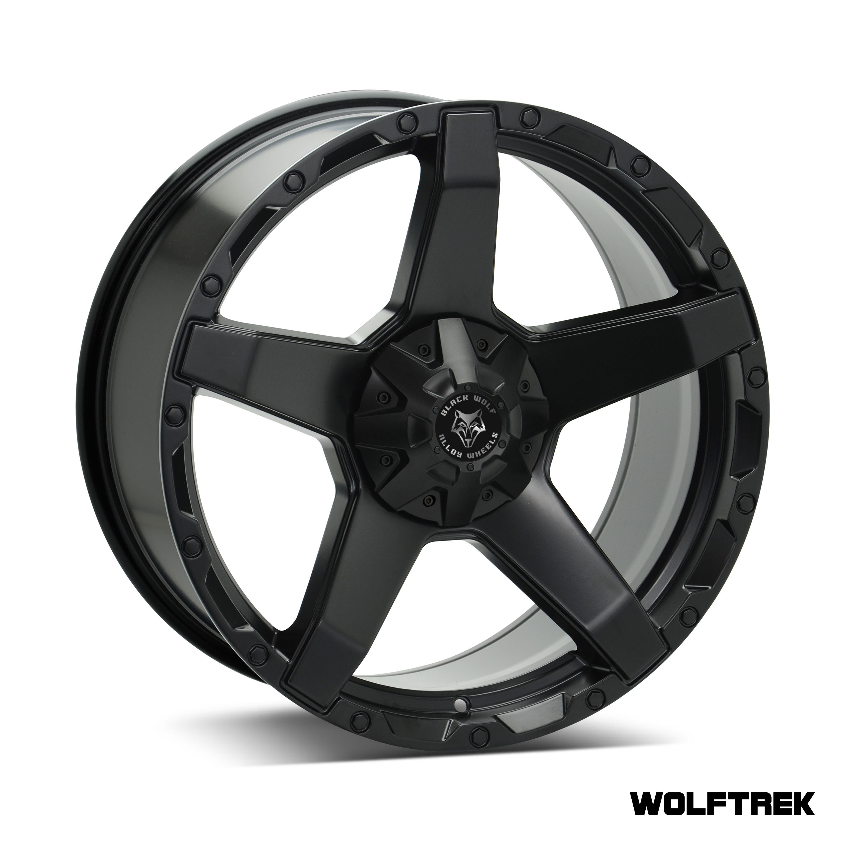 9x20 Black Wolf Wolftrak Matt Black Rivets Alloy Wheels, Alloy Wheels ...
