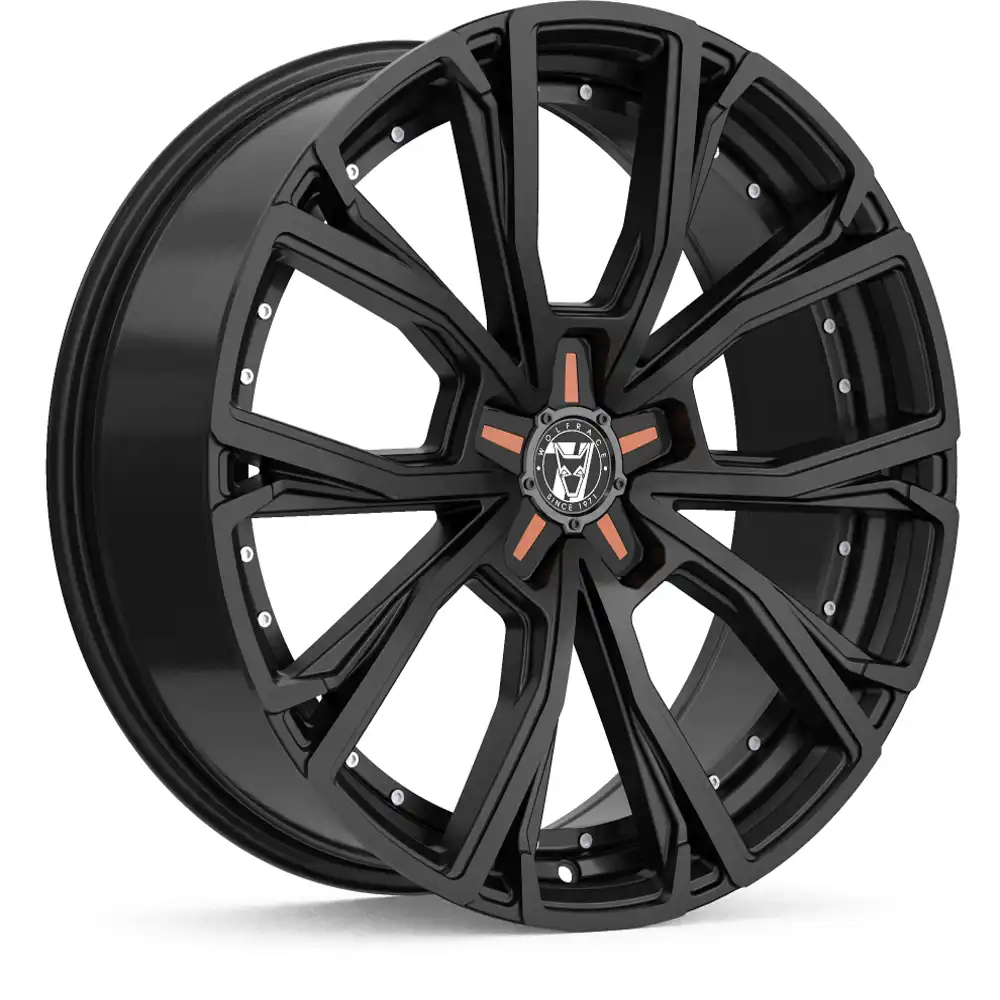 8.5x20 Wolfrace 71 Matrix 50th Anniversary Gloss Raven Black Orange ...