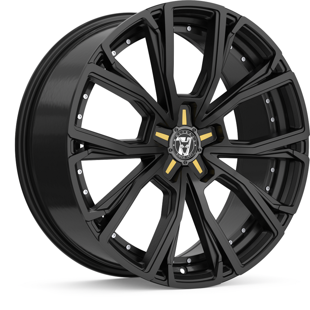 8.5x20 Wolfrace 71 Matrix 50th Anniversary Gloss Raven Black Yellow ...