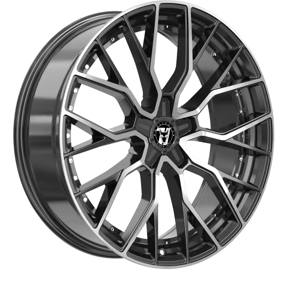 9.5x22 Wolfrace 71 Munich Gtr Custom Gloss Raven Black Polished Alloy ...