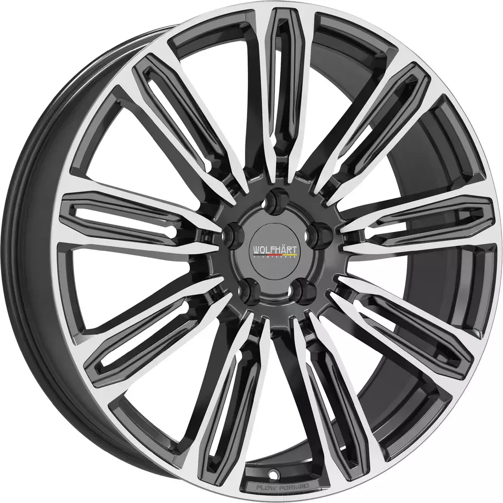 9.5x22 Wolfhart Flowformed Rr1 Gloss Black Polished Face Alloy Wheels ...