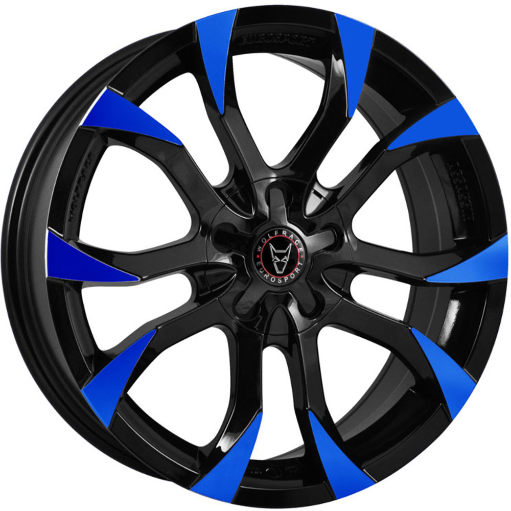 8x18 Wolfrace Eurosport Assassin Gloss Black Blue Tips Alloy Wheels ...